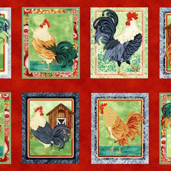 Rooster Fabric - Etsy