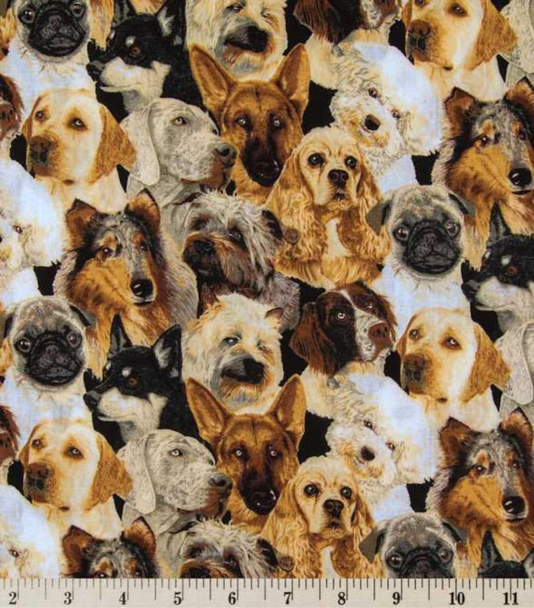 Dog Breeds Fabric Canine Puppy Dogs Collie Beagle Shih Tzu Poodle Pet ...