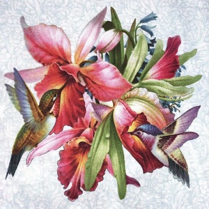 Floral Hummingbird Fabric Hummingbirds Flower Garden 23x44 Elizabeth ...