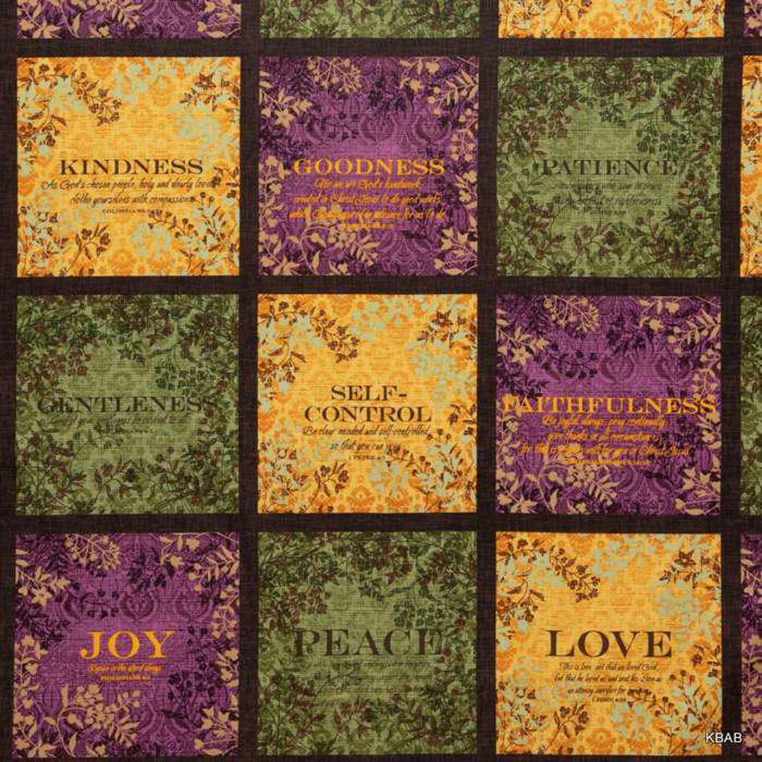 Fruit of the Spirit Fabric Quilt Panel Inspirational Bible Verses ...