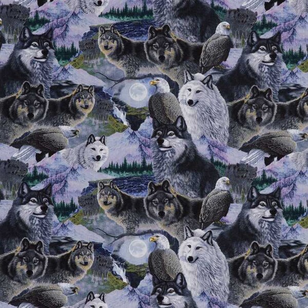 Wolf Cotton Fabric - Etsy