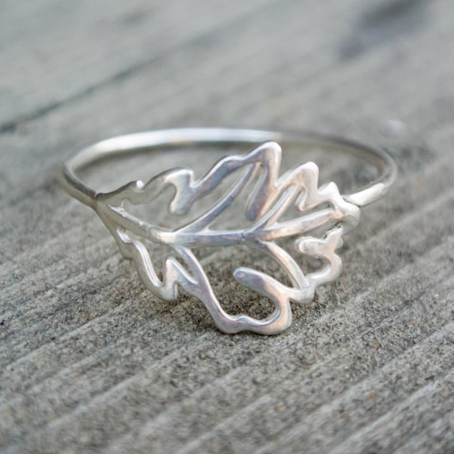 Oak Leaf Ring Nature Inspired Ring Silver Leaves Ring - Etsy