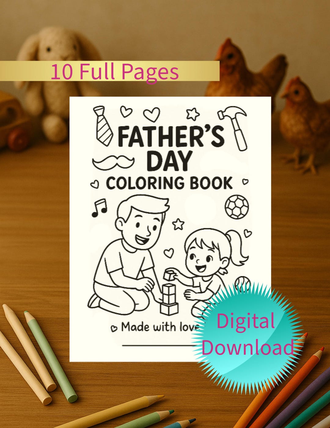 Father's Day Coloring Book From Daughter to Dad | Printable Gift Kids ...