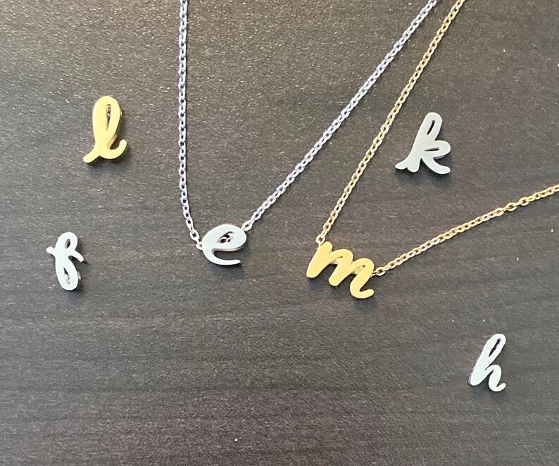 Tiny Initial Necklace Personalized Gift Lower Case Script / - Etsy