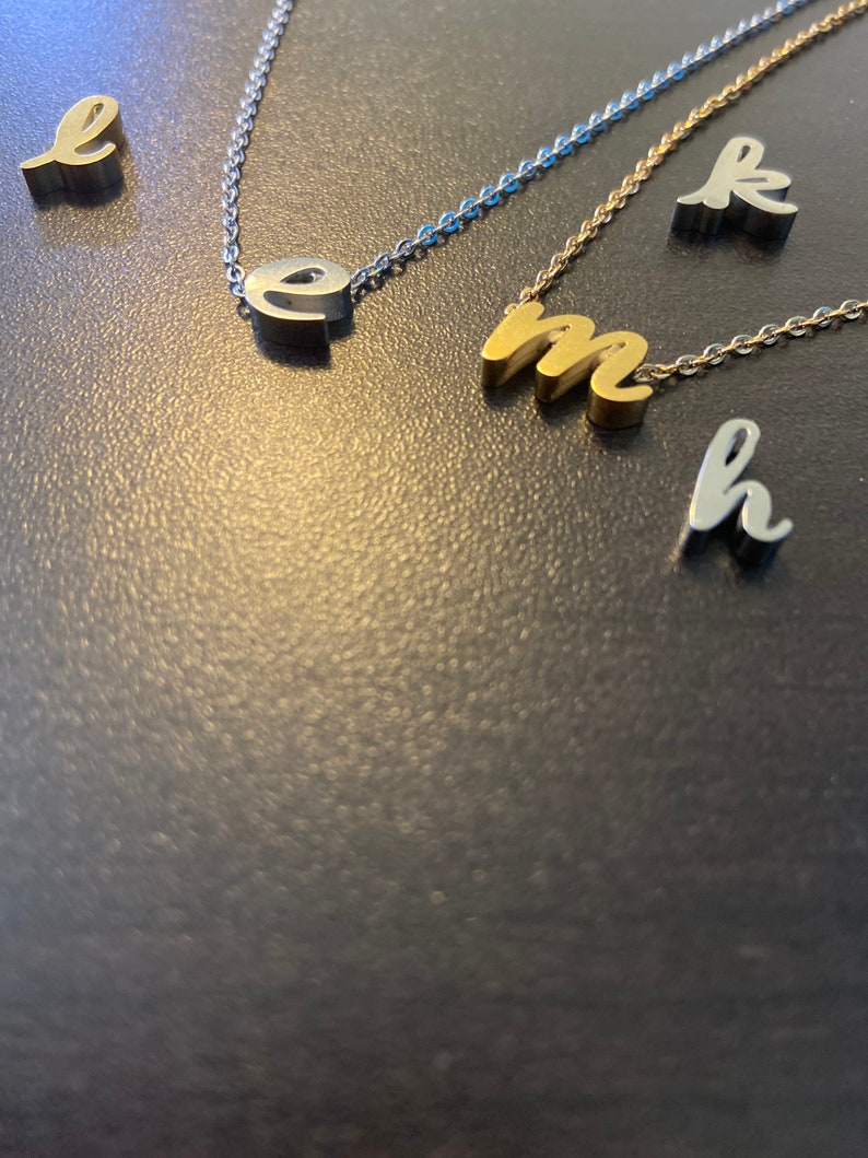 Tiny Initial Necklace Personalized Gift Lower Case Script / - Etsy