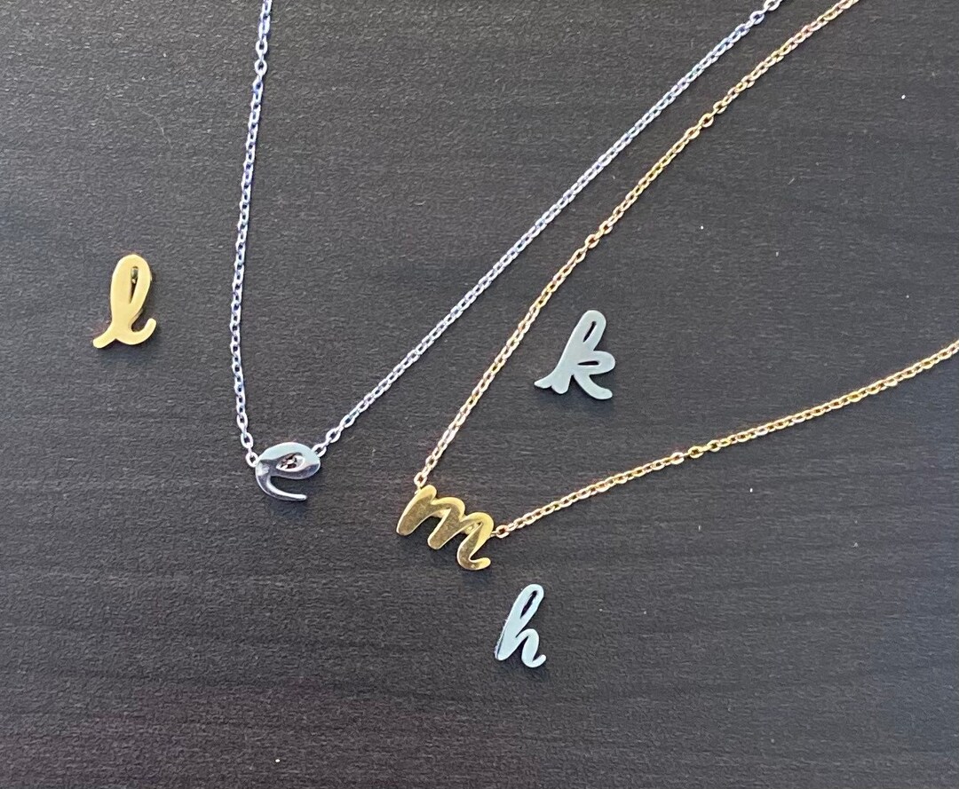 Tiny Initial Necklace Personalized Gift Lower Case Script / - Etsy