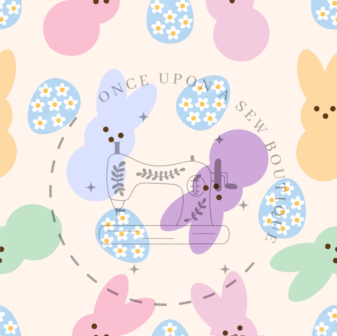 Spring Peeps Easter Bunny Floral Egg Seamless Pattern Repeating File ...