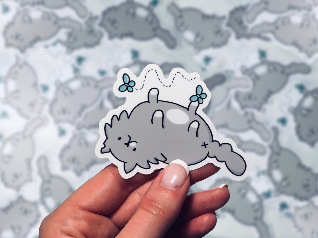 Grey Cat Vinyl Sticker Cute Stickers Laptop Stickers Cat Decals Bumper ...