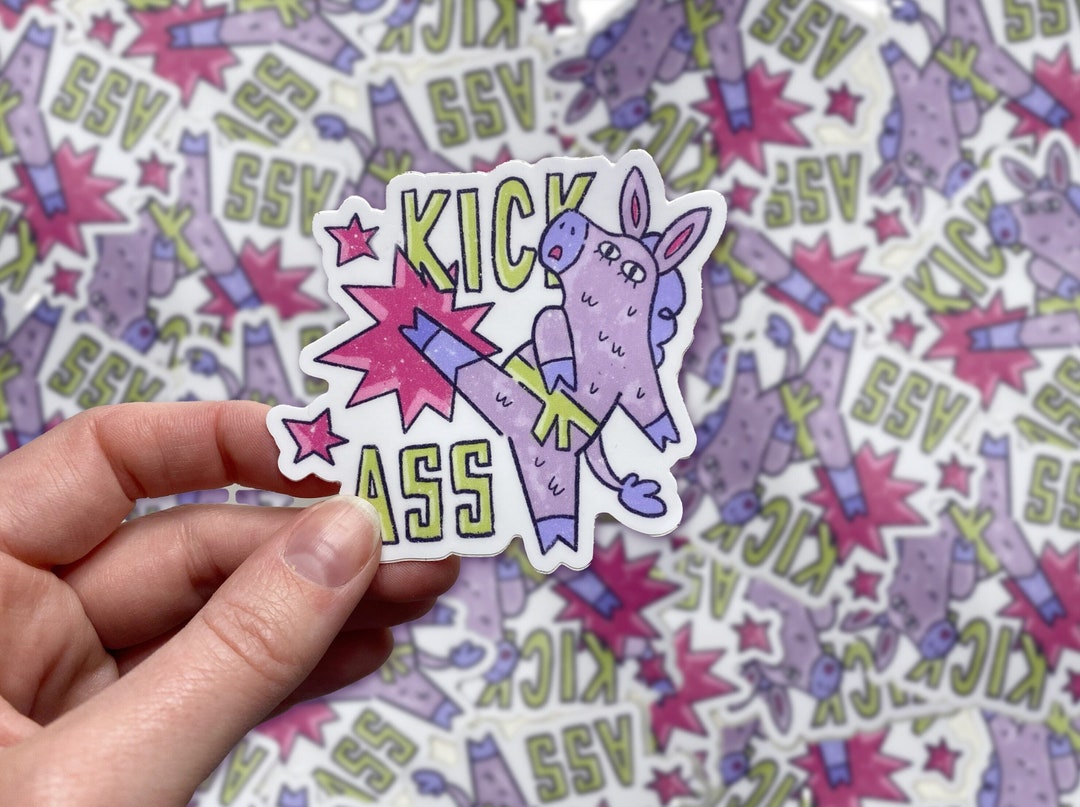 Kick Ass Donkey Sticker Witty Kick-ass Design Unique Kick-ass Sticker Funny Gift for Martial ...