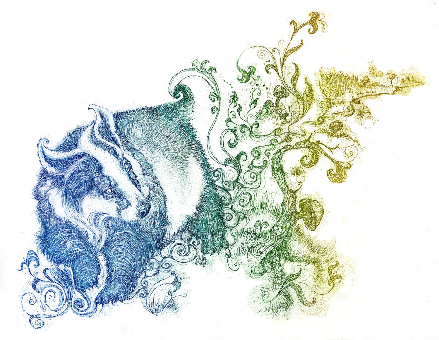 Badger - 8.5x11 Inch Giclee Print - Celtic - Badgers - Guide - Fine Art ...