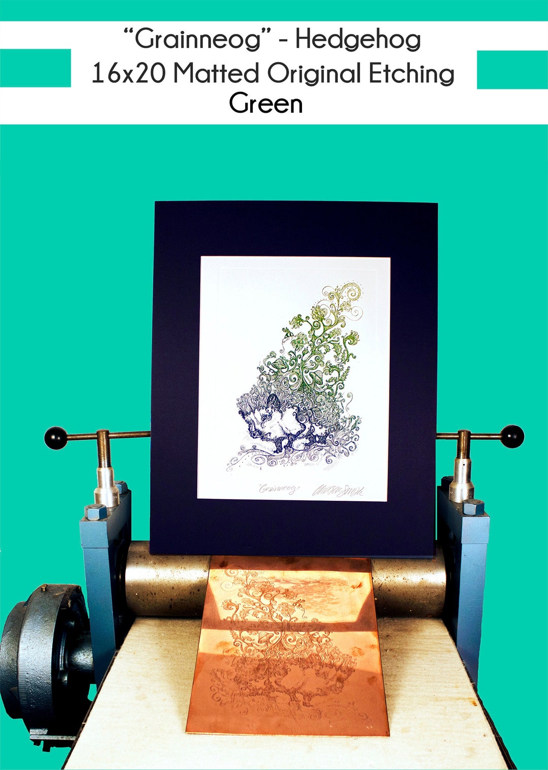 Hedgehog - Original Etching 16x20- Inch Matted - Gráinneog - Celtic ...