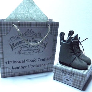 Mens Grey Leather Boots 1/12th Scale Dolls House Miniature - Etsy