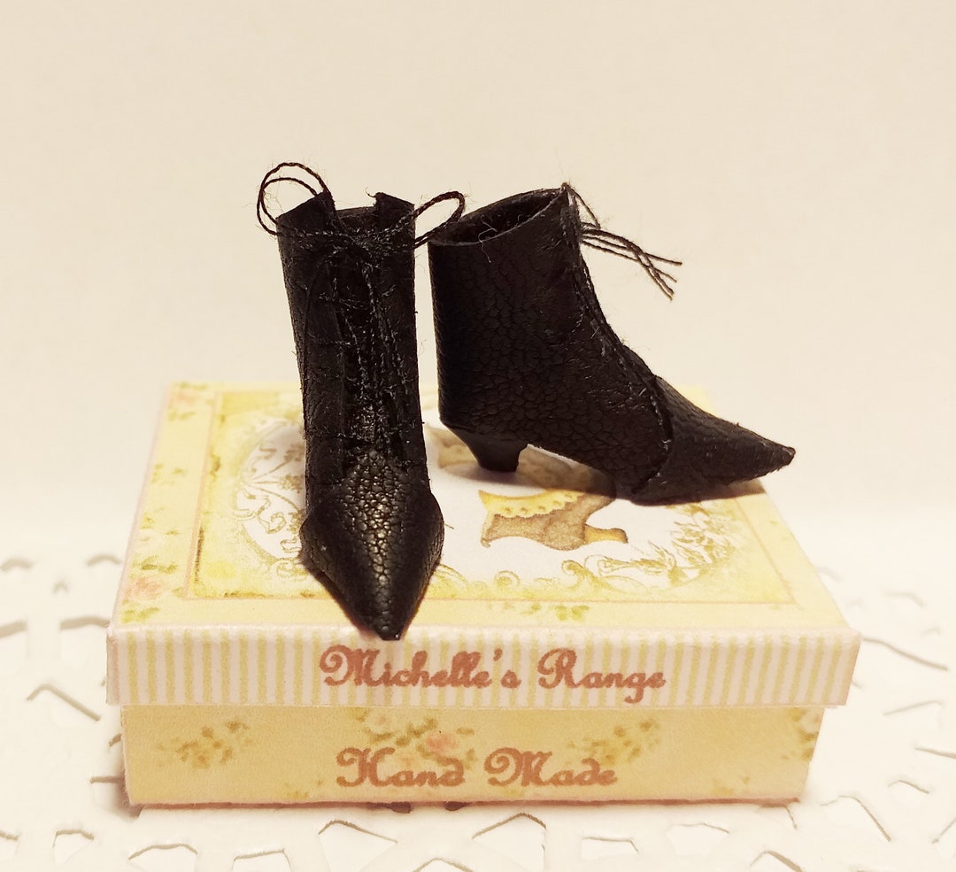Miniature Victorian Style Black Leather Dolls House Boots 1/12th - Etsy