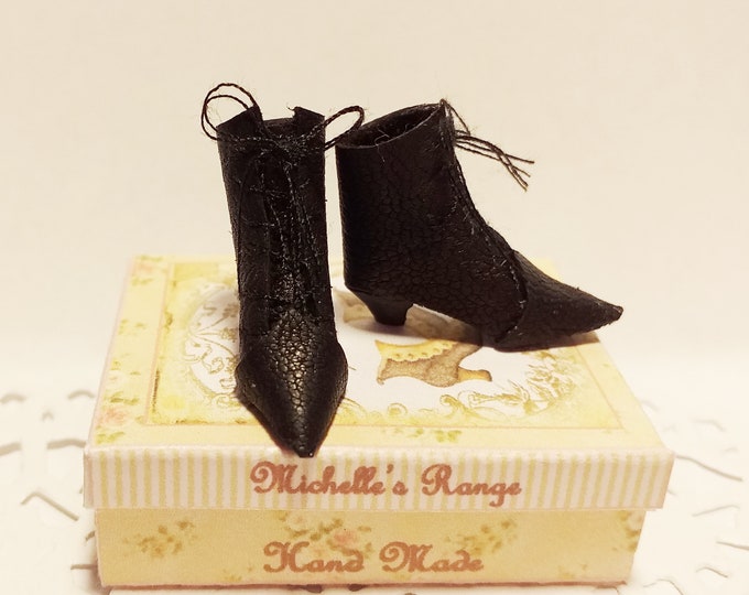 Miniature Victorian Style Black Leather Dolls House Boots 1/12th - Etsy