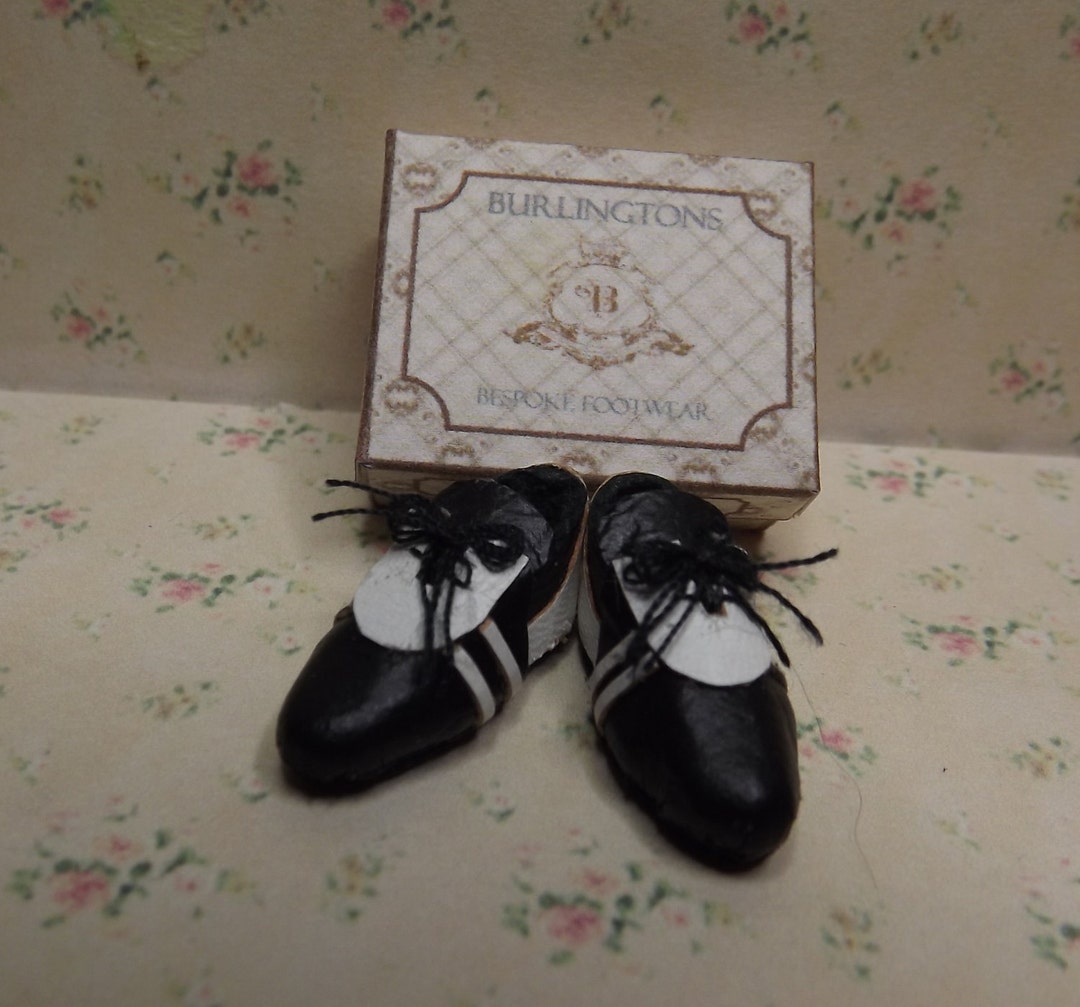 1/12th Scale Miniature Mens Black & White Leather Football Boots. - Etsy