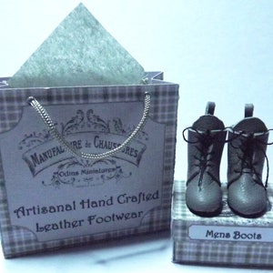 Mens Grey Leather Boots 1/12th Scale Dolls House Miniature - Etsy