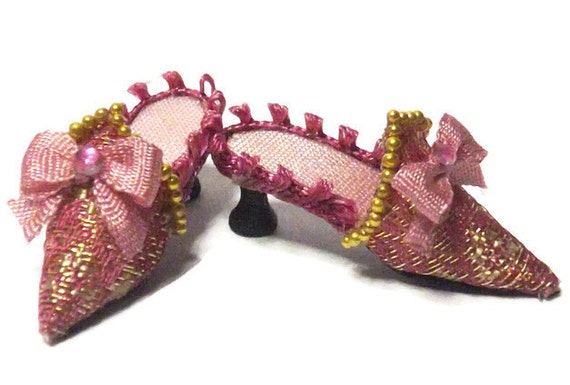 Handmade Miniature Rose Pink & Gold Silk Brocade Dolls House | Etsy