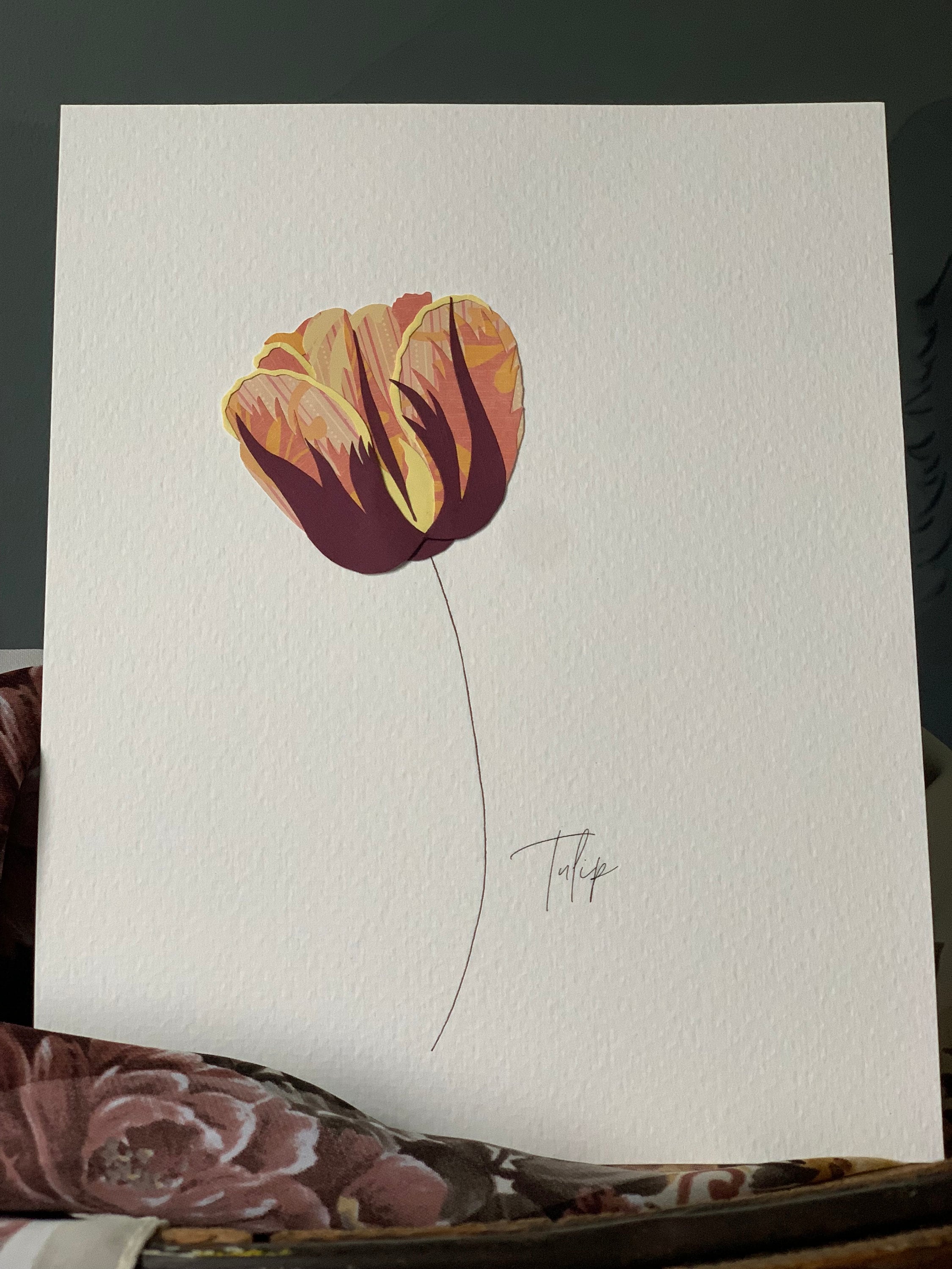 Tulip Paper Collage/ Upcycled Paper Collage/ Recycled Art/ Tulip Art - Etsy