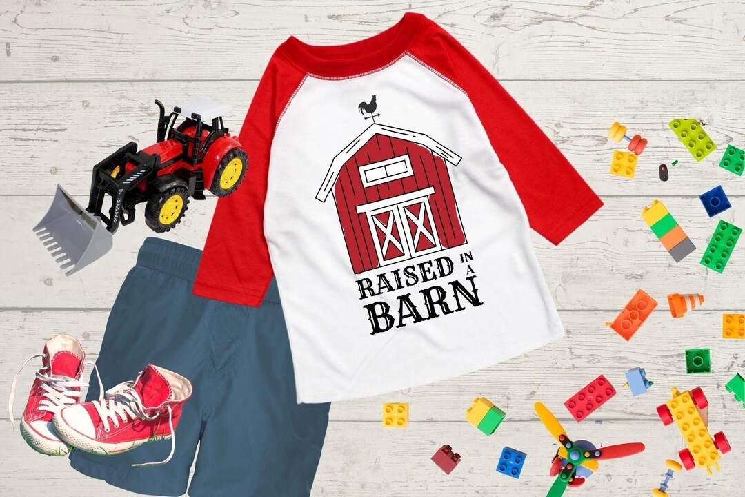 Raised in a Barn Raglan T-shirt for Kids, Farm Shirt, Barn Shirt, Gift ...