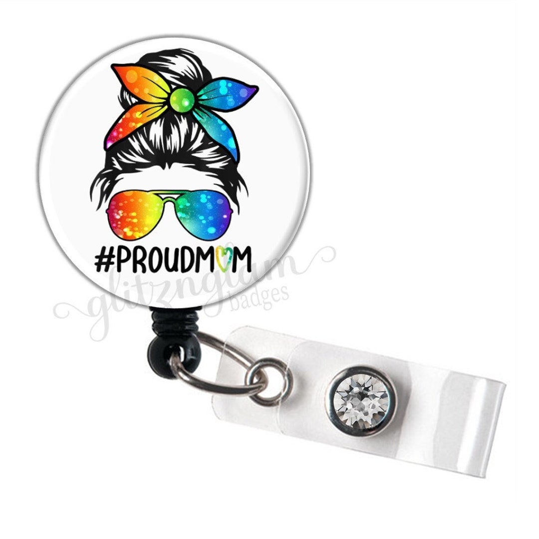 Proud Mom Badge Reel Proud Mom Badge Holder PROUDMOM Badge - Etsy