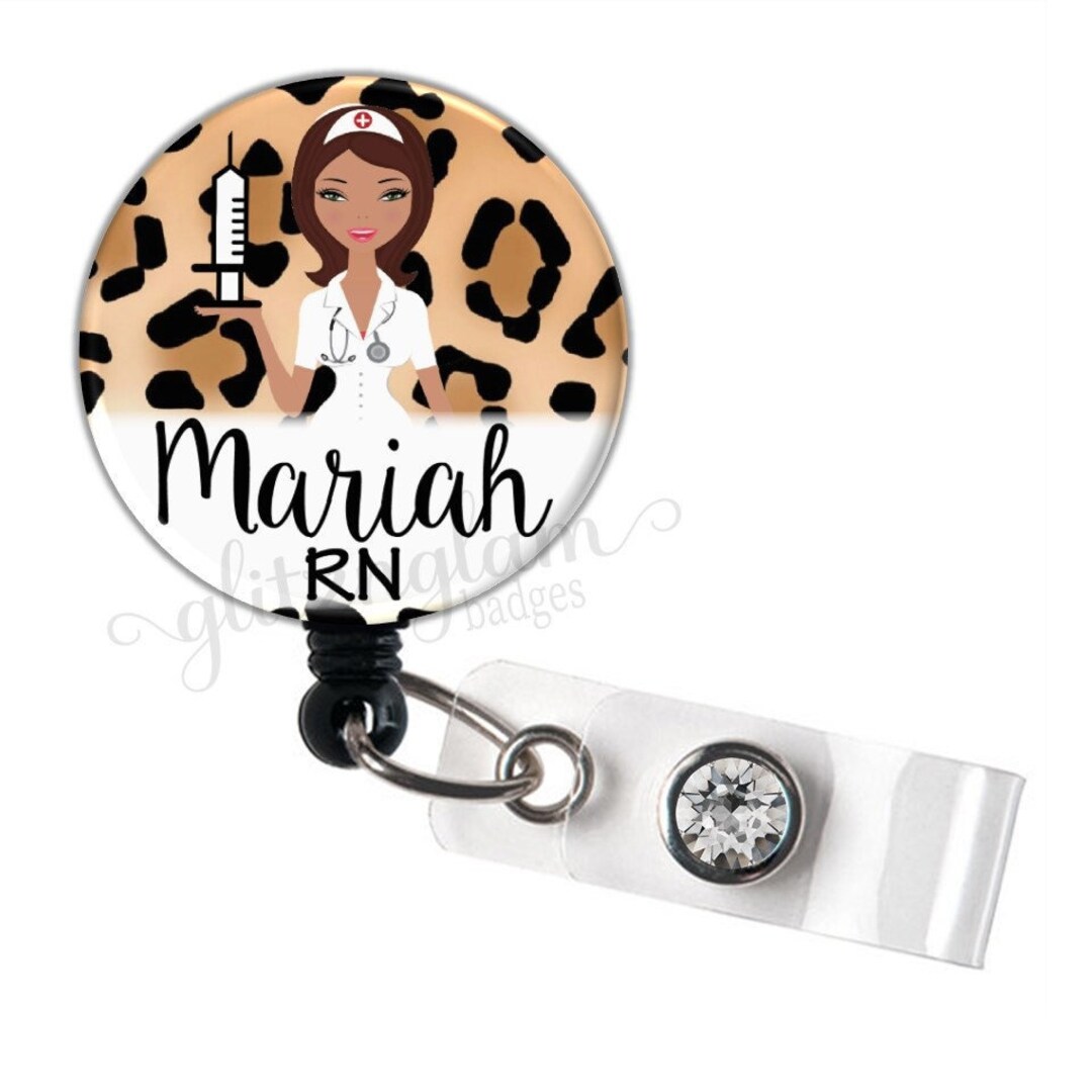 RN Nurse Badge Reel Personalized Nurse Badge Holder Leopard - Etsy