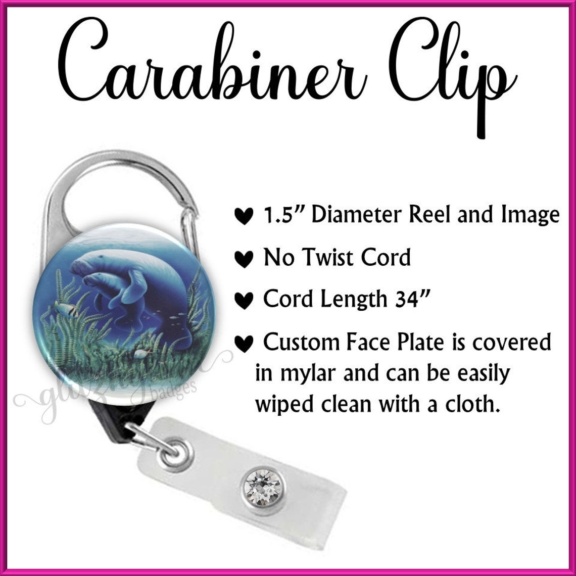 Manatee Retractable ID Badge Holder Reel, Save the Manatee Badge Reel ...