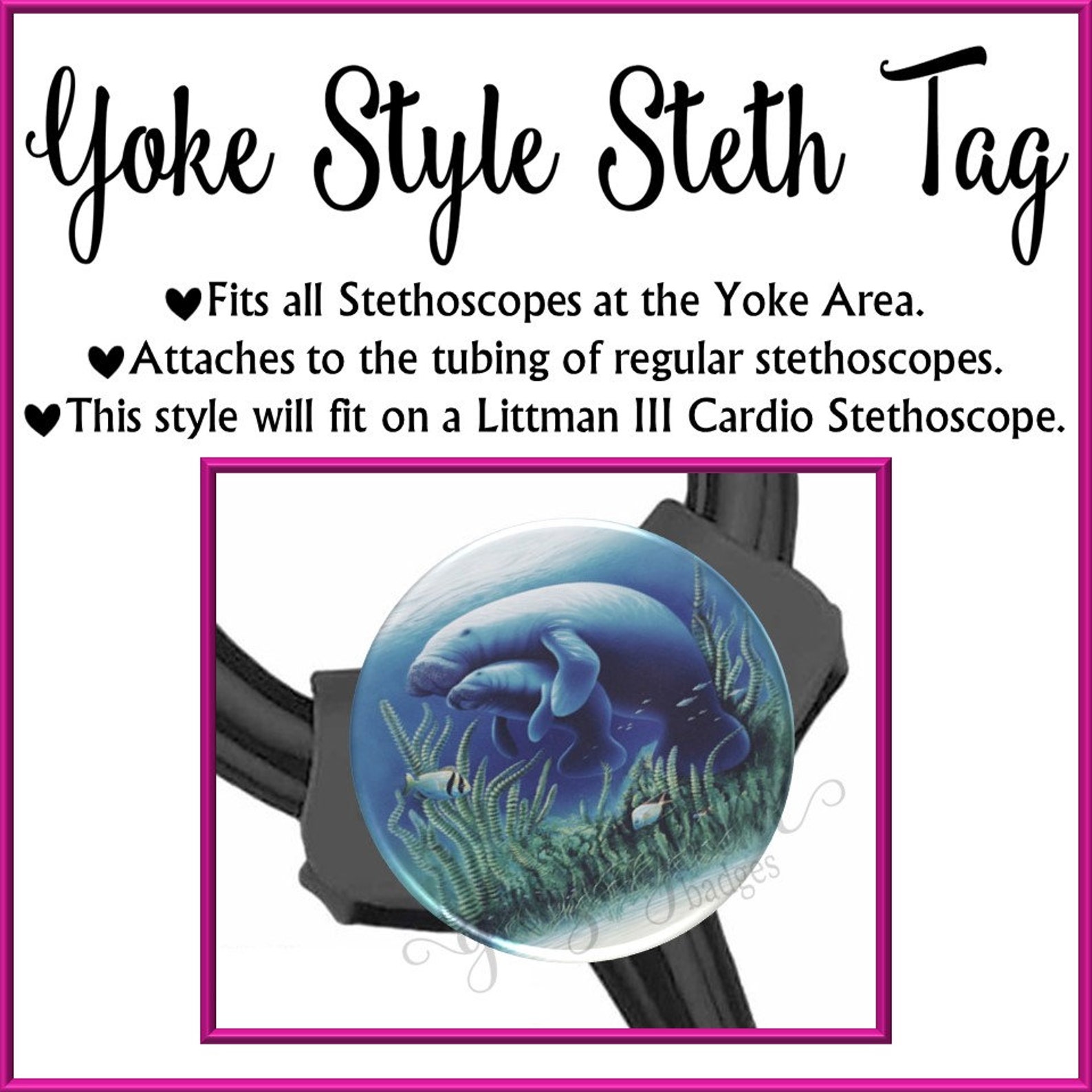 Manatee Retractable ID Badge Holder Reel, Save the Manatee Badge Reel ...