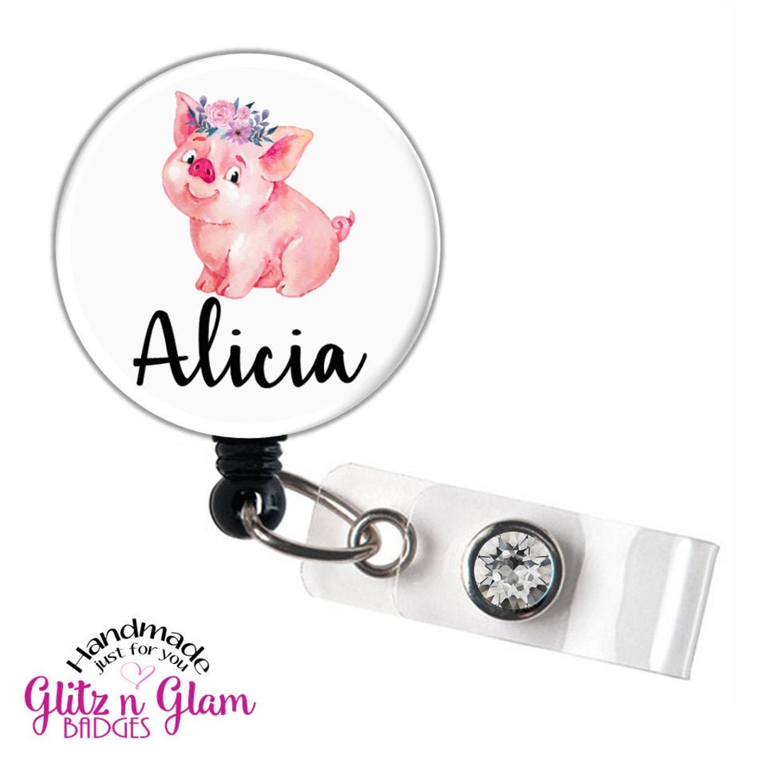 Cute Piggy Badge Holder Reel Personalized Retractable Badge - Etsy