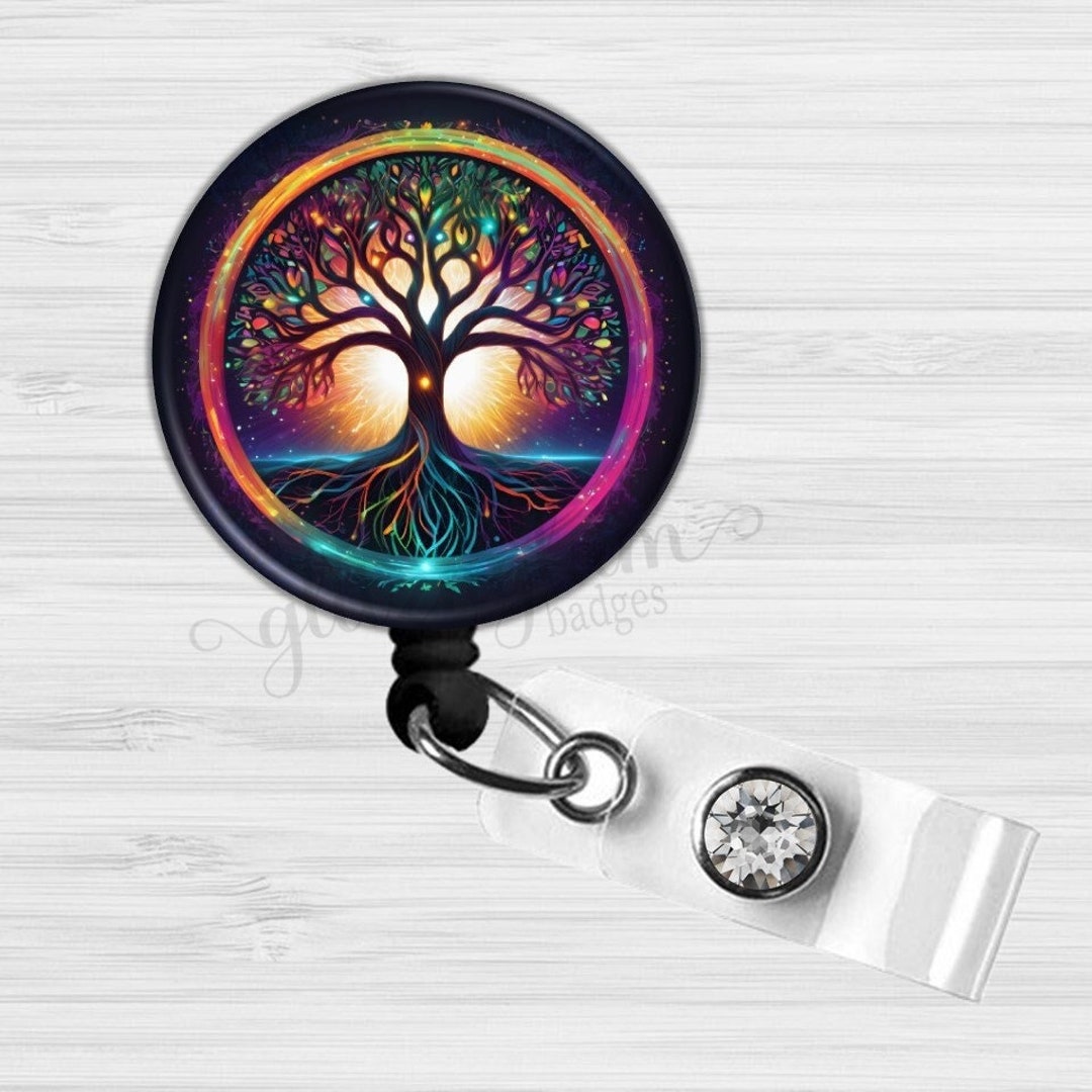 Tree of Life Badge Holder, Spiritual Badge Holder, Symbolic Retractable ...