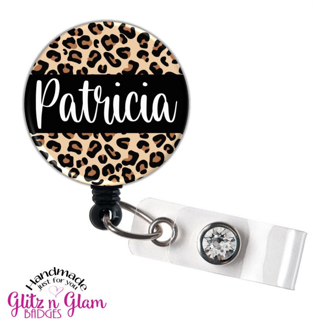 Personalized Retractable Badge Reel, Custom Badge Holder, Leopard Print ...