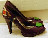 Items similar to Joker (Batman) Purple high heel peep toe pumps with ...