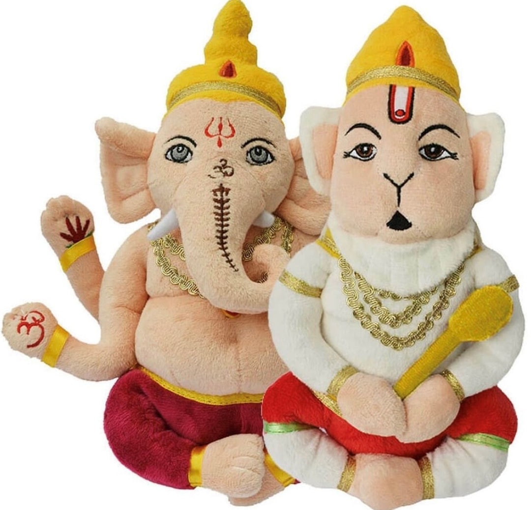 Plush Ganesh & Hanuman Duo - Soft Toys of Hindu Gods by Plush India ...