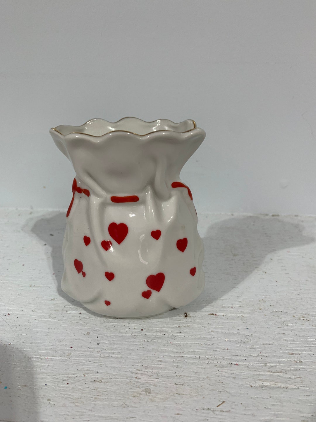 Valentine Vintage Lefton, Fine China Porcelain Drawstring Bag With Tiny ...