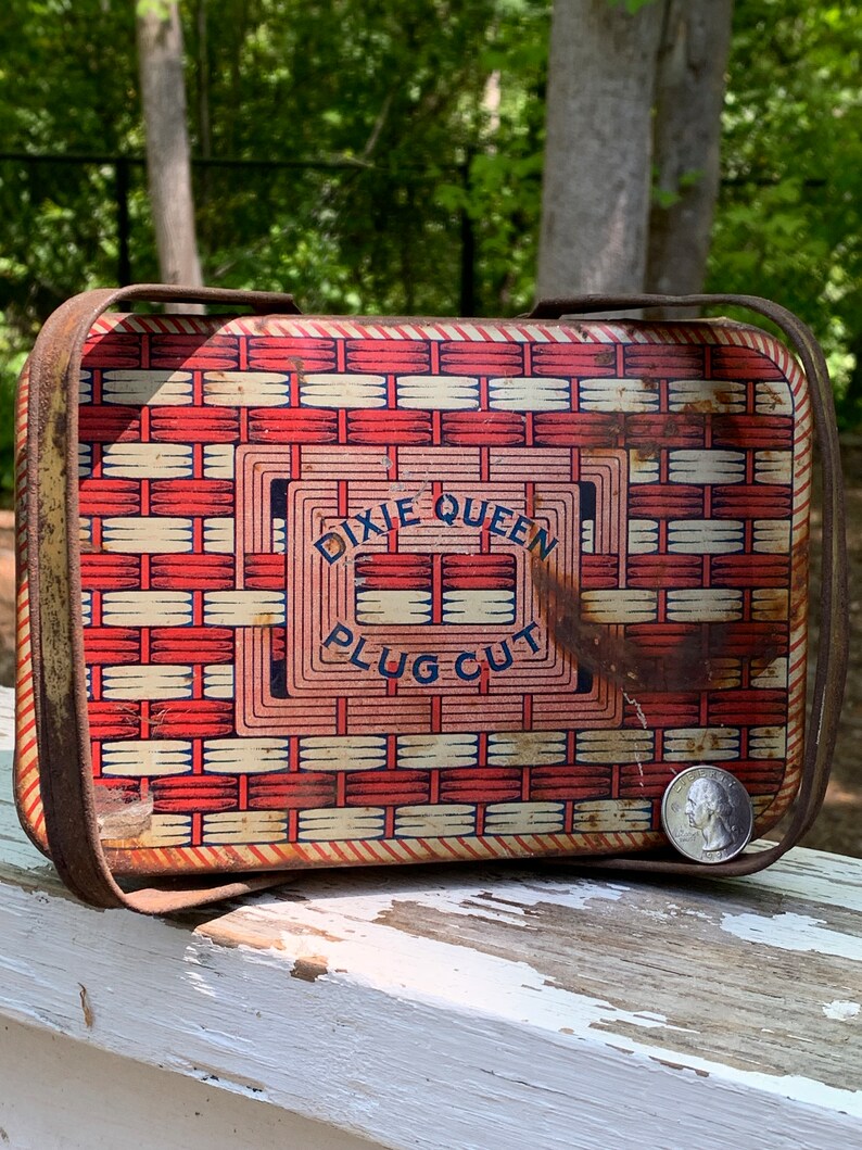 Vintage Dixie Queen Plug Cut Tin Metal Handles Pail 8 Inches X 4 X 5 ...