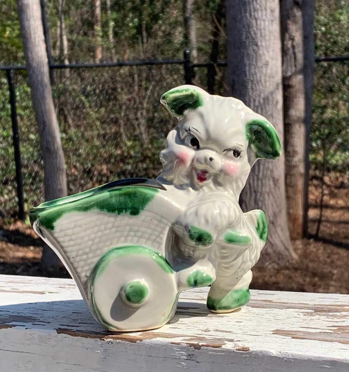 USA Pottery Billy Goat or Puppy Wagon Cart Planter, 5 1/2 Inches, 1960s ...