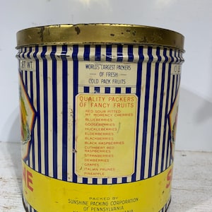 Vintage "sunshine Brand" Fruit Tin, From the 1950s, Vibrant Colors, 7. ...