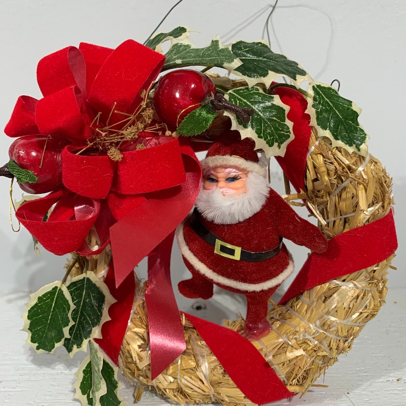 Flocked Santa - Etsy