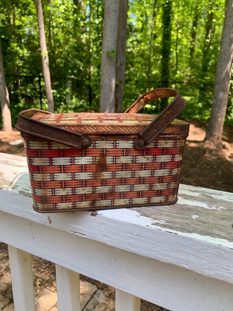 Vintage Dixie Queen Plug Cut Tin Metal Handles Pail 8 Inches X 4 X 5 ...