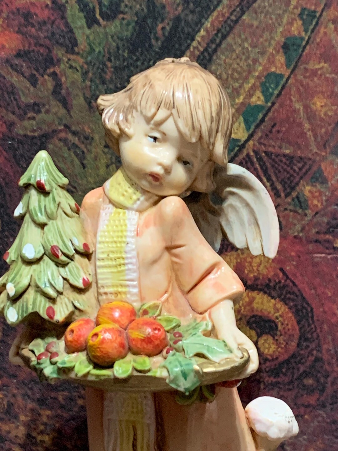 Vintage Fontanini Simonetti, Four Seasons Winter Angel on Pedestal, 5 ...