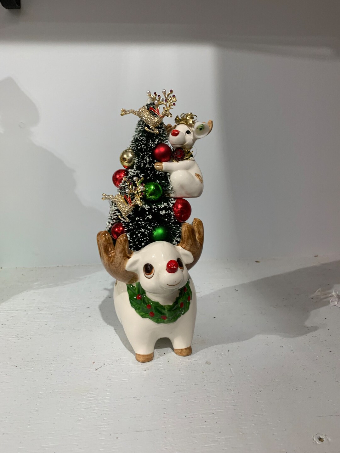 Vintage Inarco Moose Planter With Bottle Brush Tree - Etsy