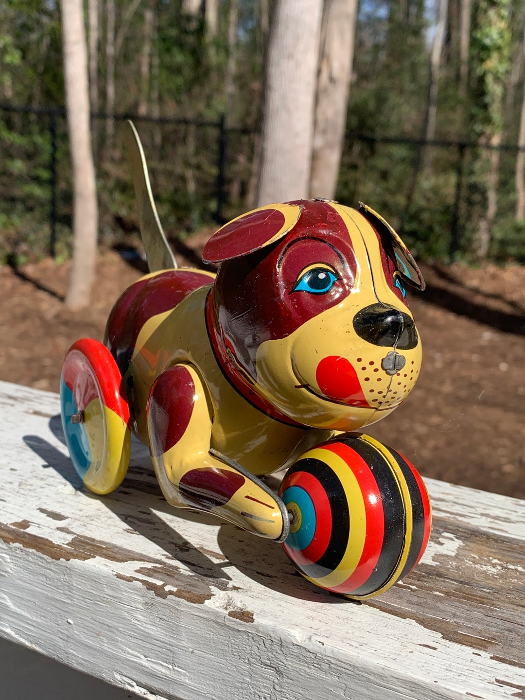 Vintage Metal Toy Dog. Old Stock Made in China. Circa 1970's. Push Tail ...
