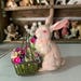 Lefton Pink Eyed Rabbit With Sticker, Holding a Vintage Wired Basket ...