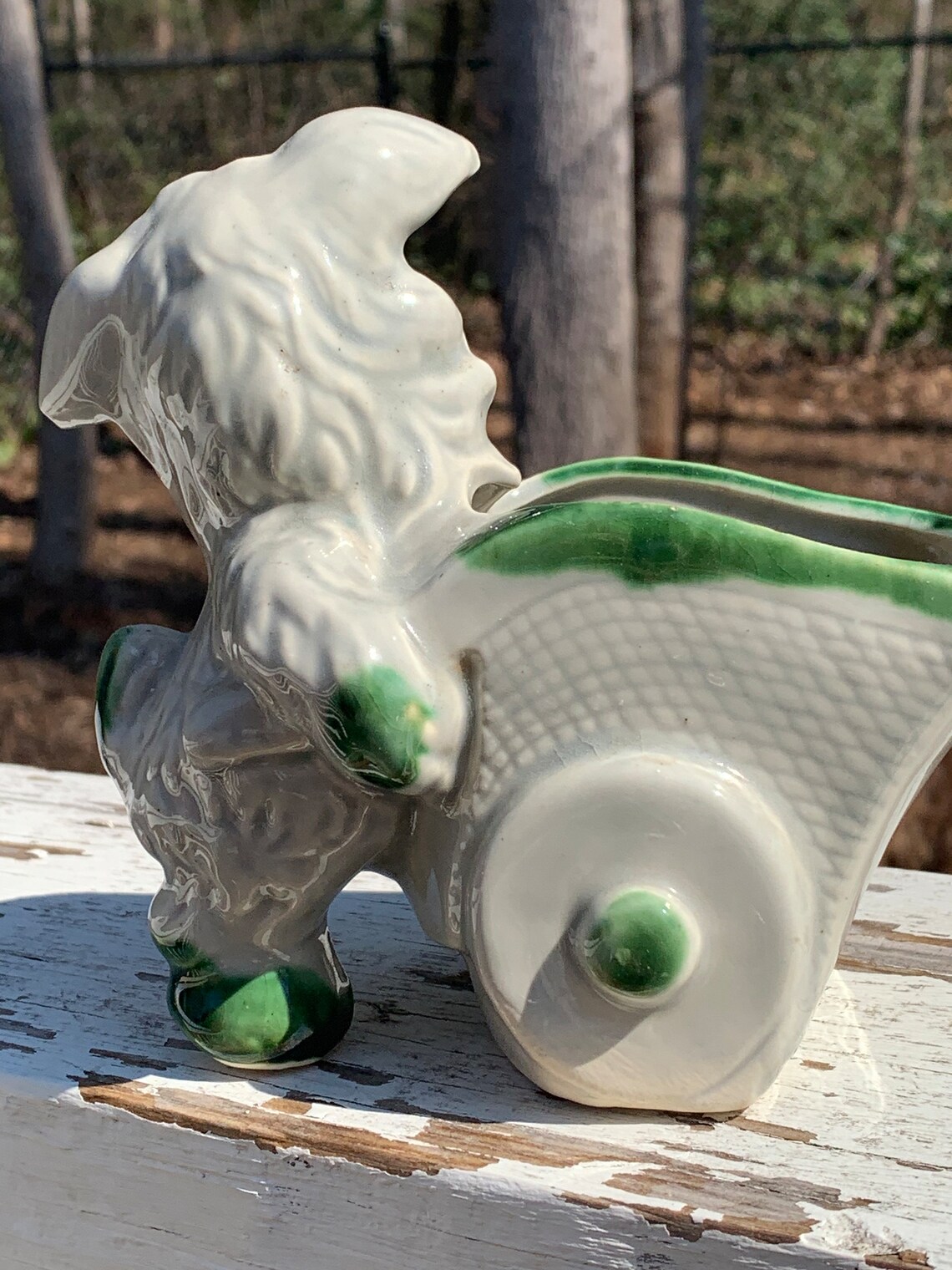 USA Pottery Billy Goat or Puppy Wagon Cart Planter, 5 1/2 Inches, 1960s ...