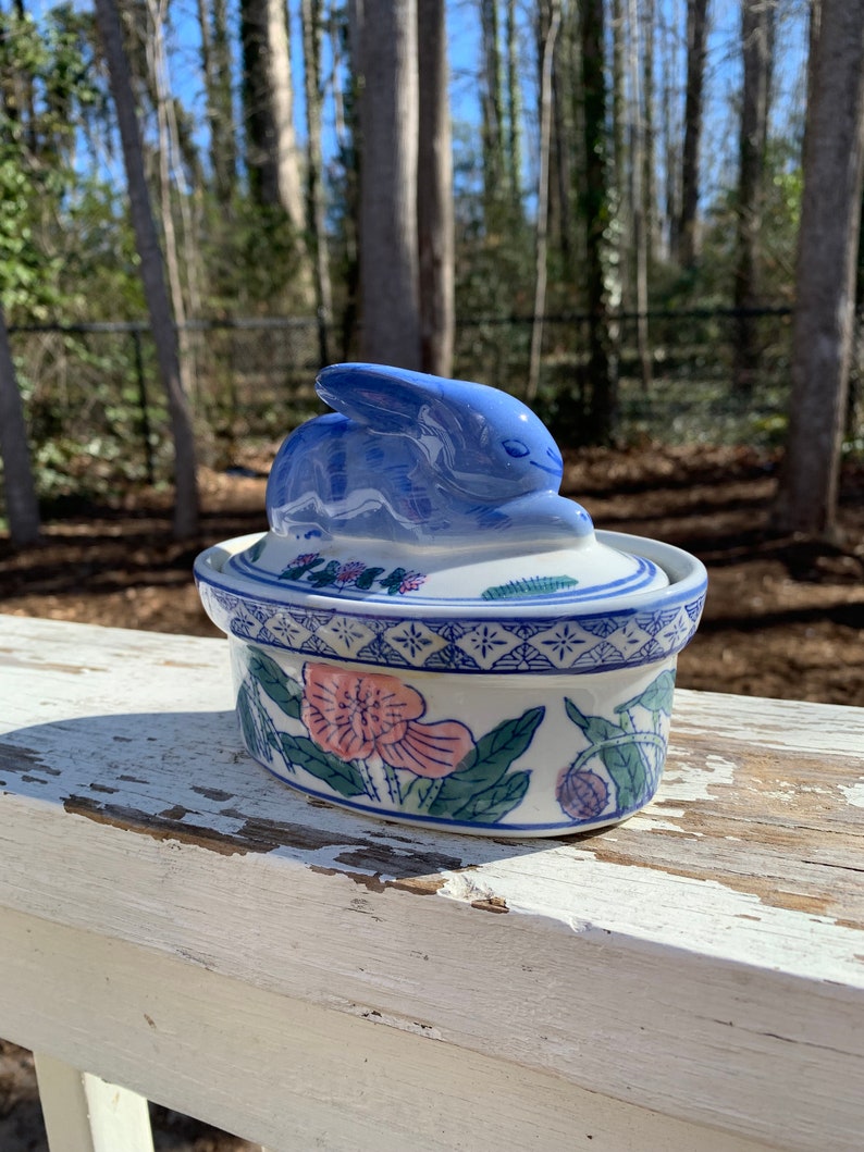 Vintage Ben Rickert Bunny Casserole Dish or Trinket Box or Candy Dish ...