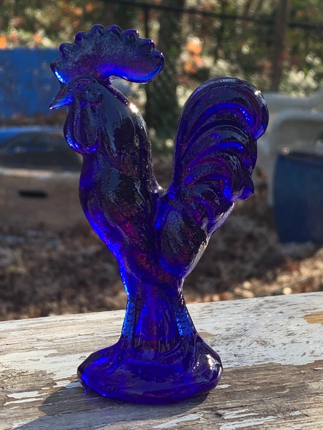 Cobalt Blue Rooster, 4 Inches Tall, No Markings, No Issues, Would Fit ...