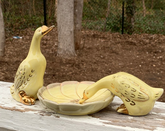 MCM Ceramic Duck Figurines, Lepere Pottery, Yellow Duck Figurines and ...