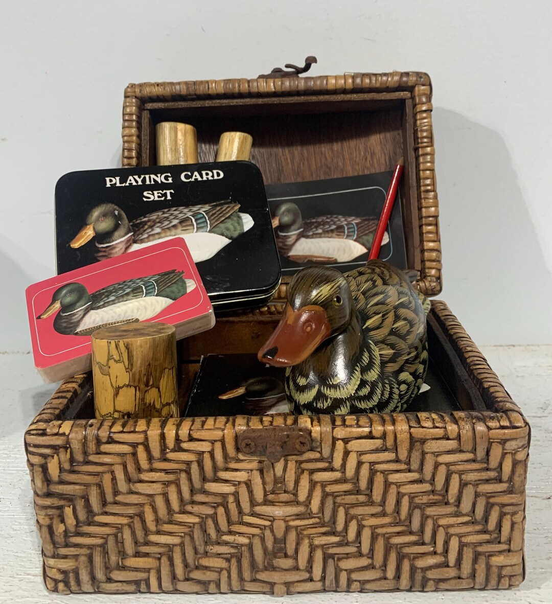 Love Ducks Vignette in a Box, Duck Figurine, Duck Playing Cards, Office ...