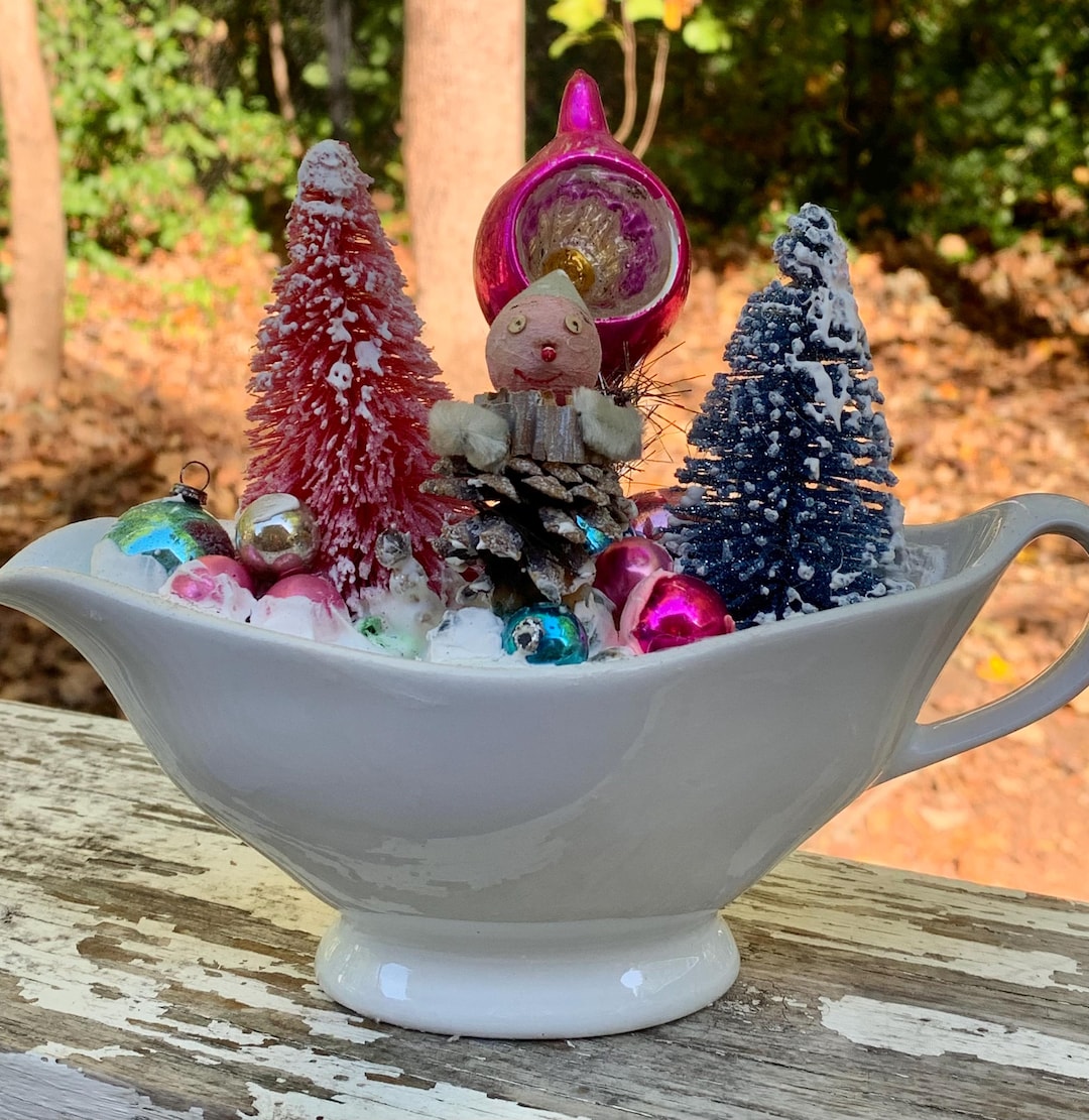 Vintage Christmas Assemblage OLD Mercury Glass Ornaments, Indented ...