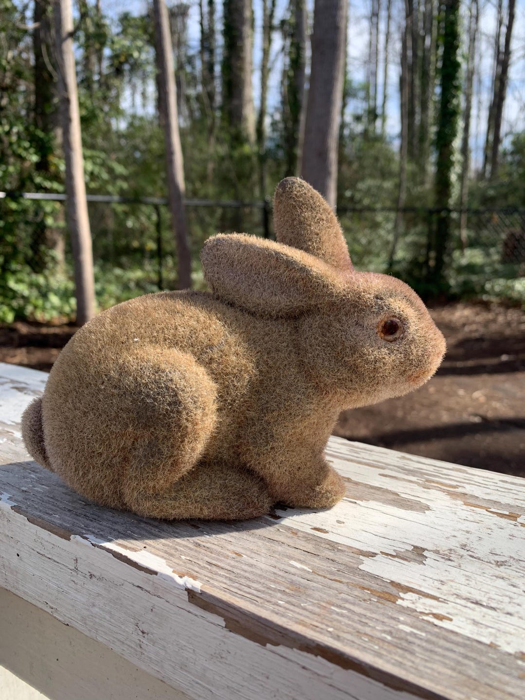 Vintage Flocked Bunny Rabbit Bank 1970s, No Stopper Some Flocking Wear ...