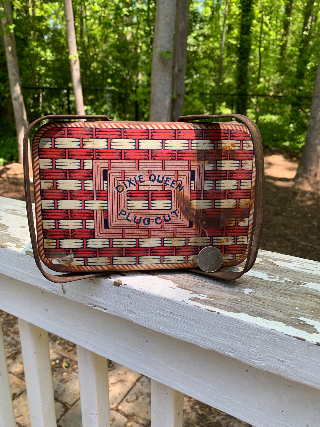 Vintage Dixie Queen Plug Cut Tin Metal Handles Pail 8 Inches X 4 X 5 ...